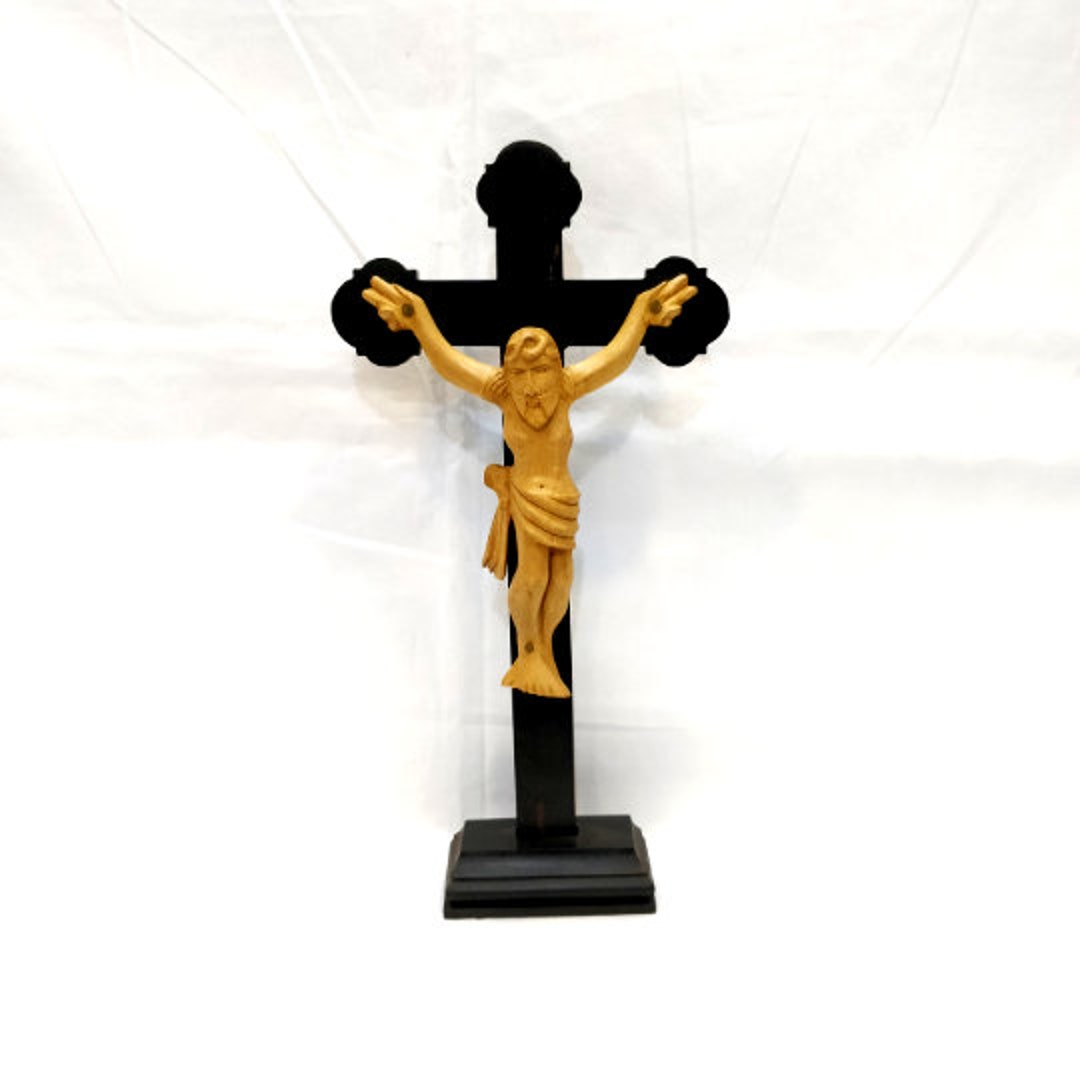 Karungali Wood Jesus Cross, Crucifix, Tau Cross, Hand Carved Catholic ...