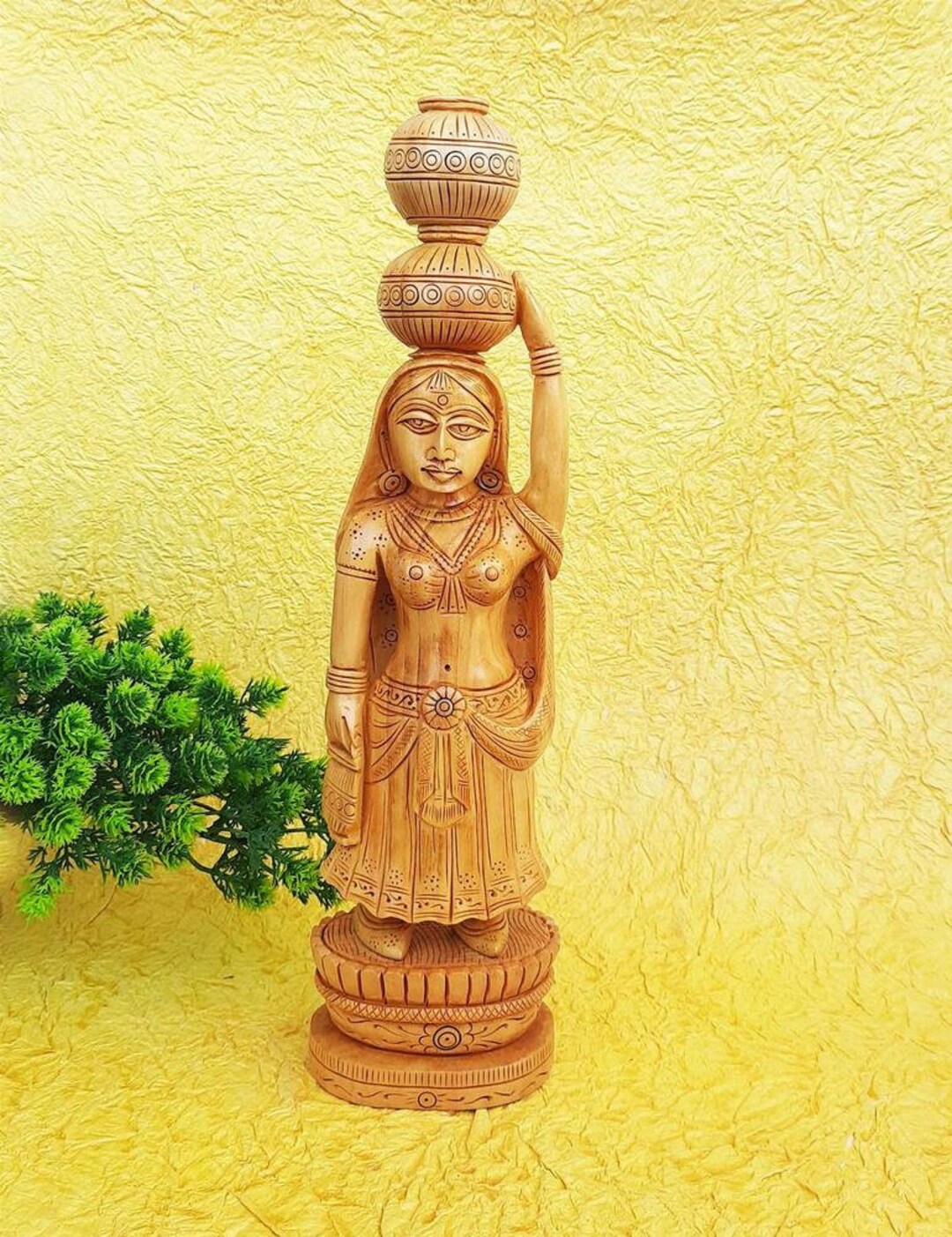 Wooden Panihari, Indian Home Decoratives, Village Woomen Showpiece, Wooden Figurines, Gift Ideas ...