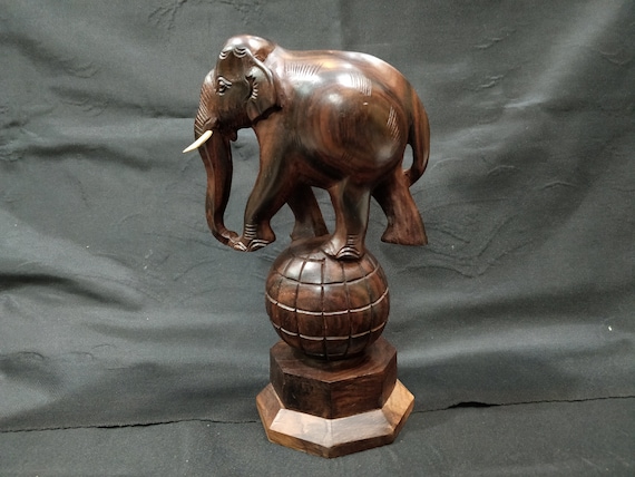Elephant Statue Rosewood Elephant Elephant Dancing on Ball | Etsy