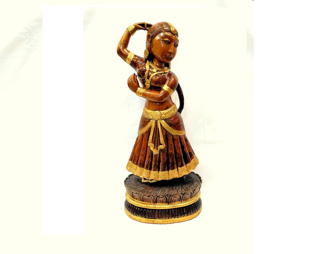 Dancing Lady Sculpture, Devadasi Statue, Wooden Handcrafted Doll ...