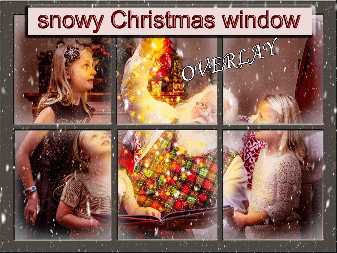 Snowy Christmas Window Overlay, Window Backdrop, Winter Backdrop - Etsy