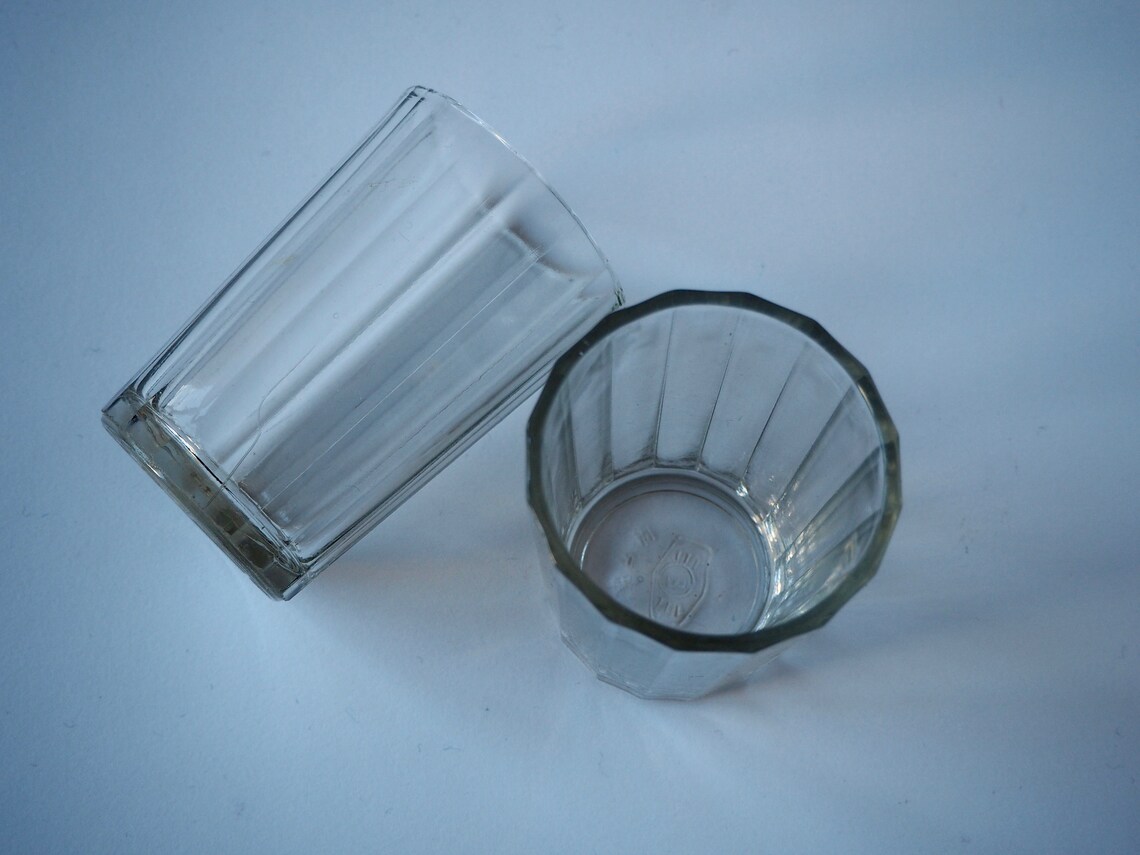 Set of 2 Retro Faceted Glass ,soviet Drinking Glass, 1970s Soviet ...