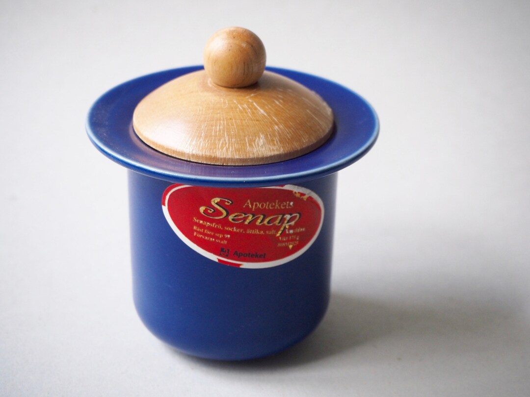 Scandinavian Högänäs Ceramics Dark Blue Apotekets Senap Jar Swedish ...