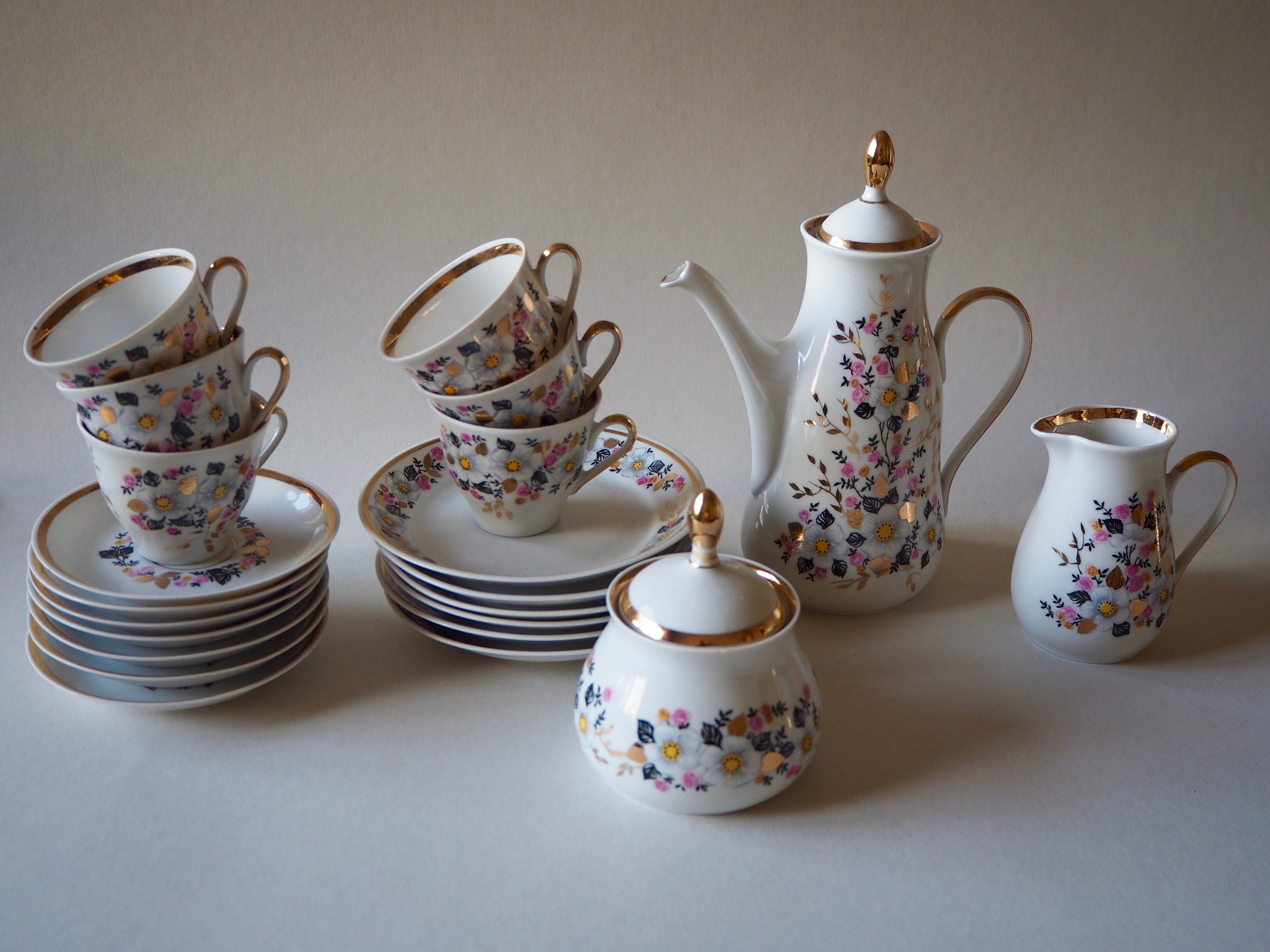 Vintage Riga Porcelain Factory RPR Coffee Set MARIANNA Thin Porcelain ...