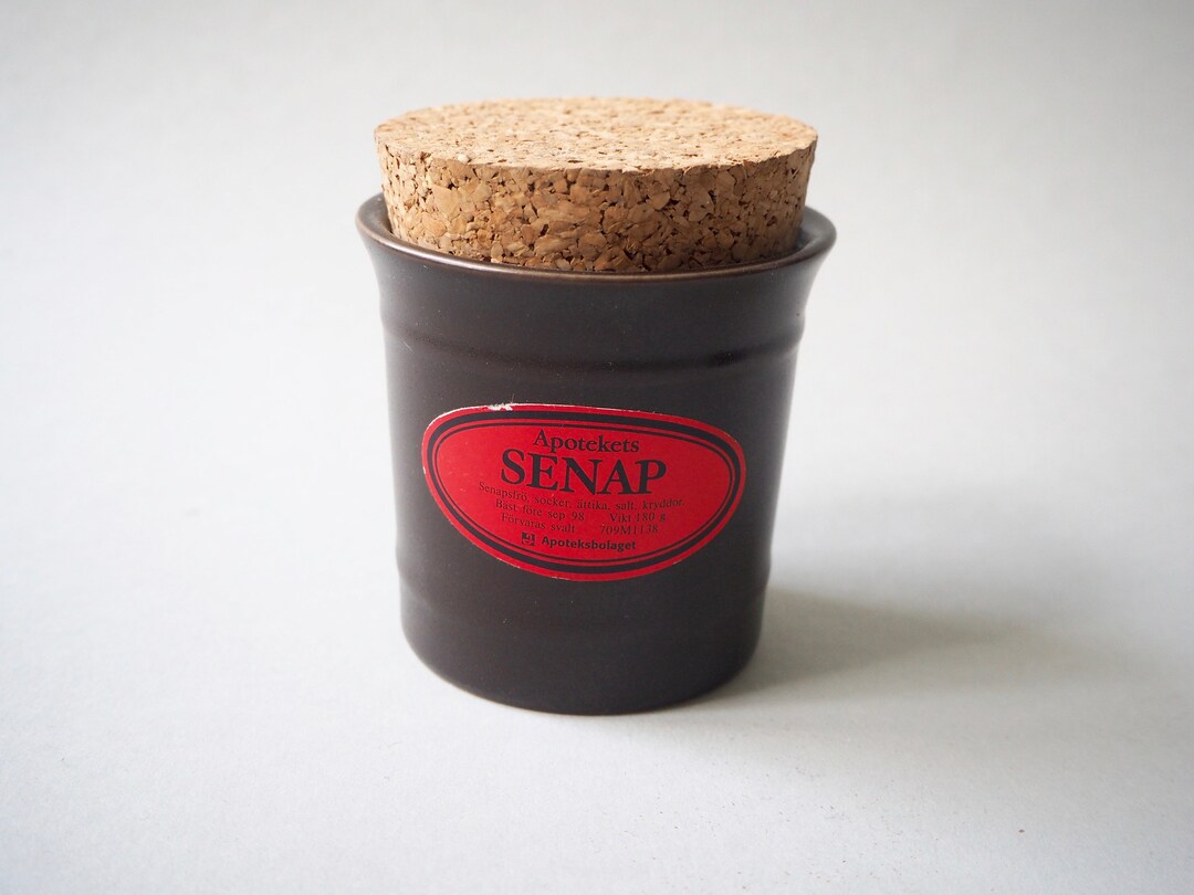 Scandinavian Högänäs Ceramics Dark Brown Apotekets Senap Jar Swedish ...