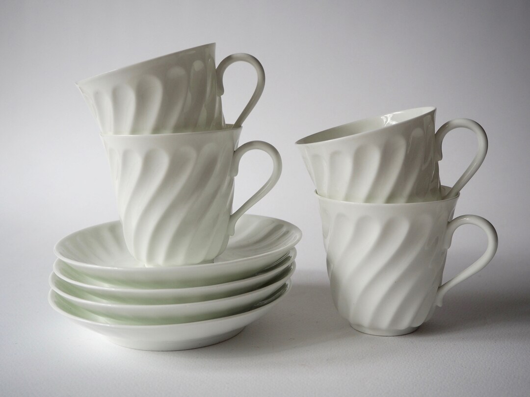 Delicate White Bone China Coffee Cups Made in Lomonosov Porcelain ...