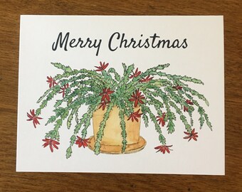 Printable Christmas Cactus Card, Merry Christmas Cacti, Succulent Card ...