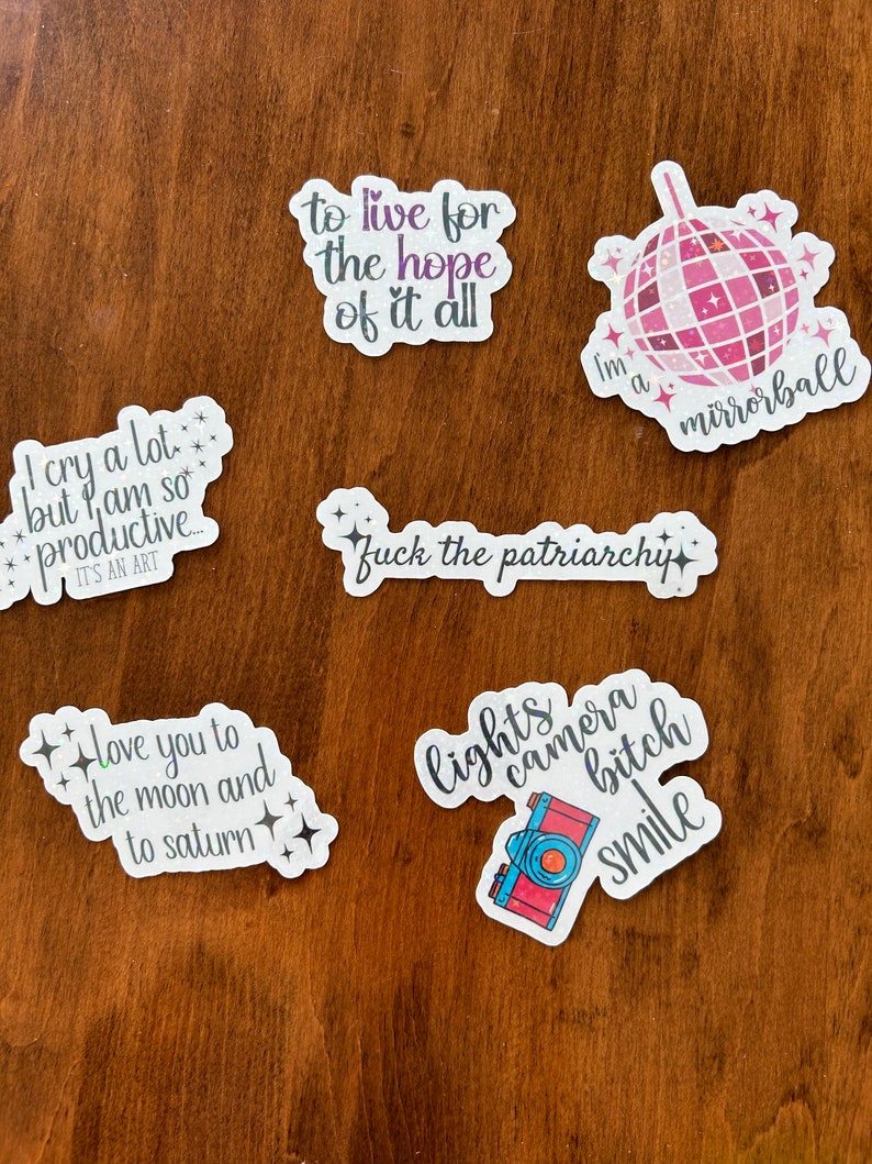 TTPD Themed Stickers Long Story Short, I Survived Mirror Ball Lights ...