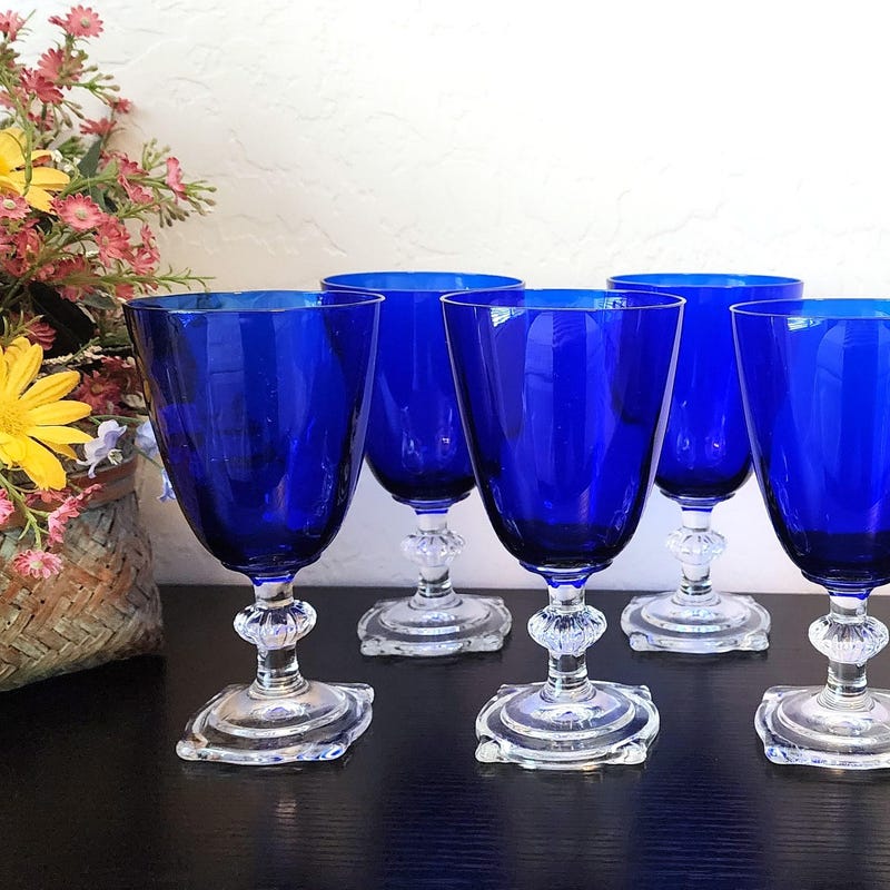 Cobalt Blue Goblets - Etsy