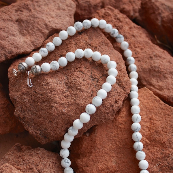White Bead Necklace - Etsy