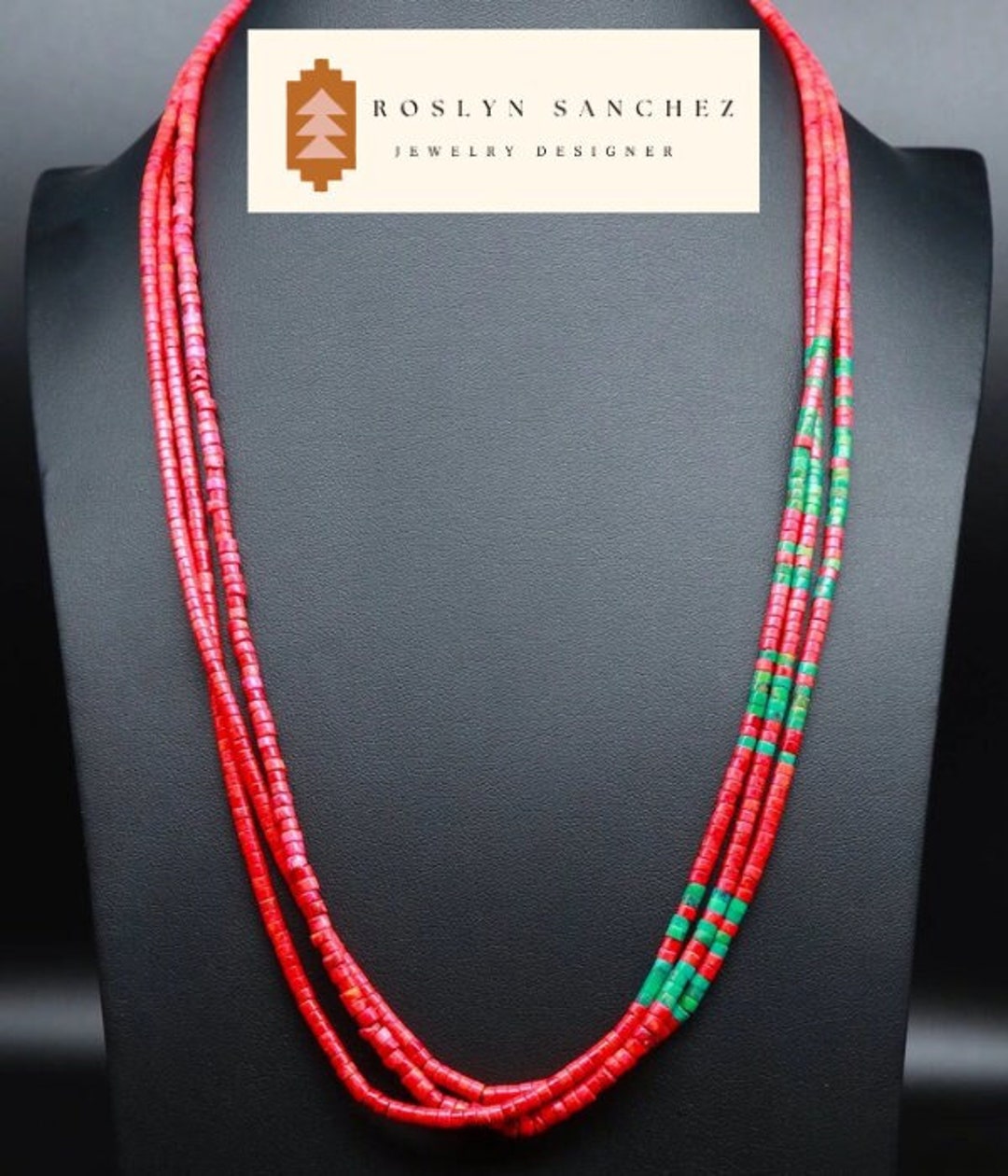 Designer Coral & Turquoise Heishi Necklace Earring Set Artisan Designer ...