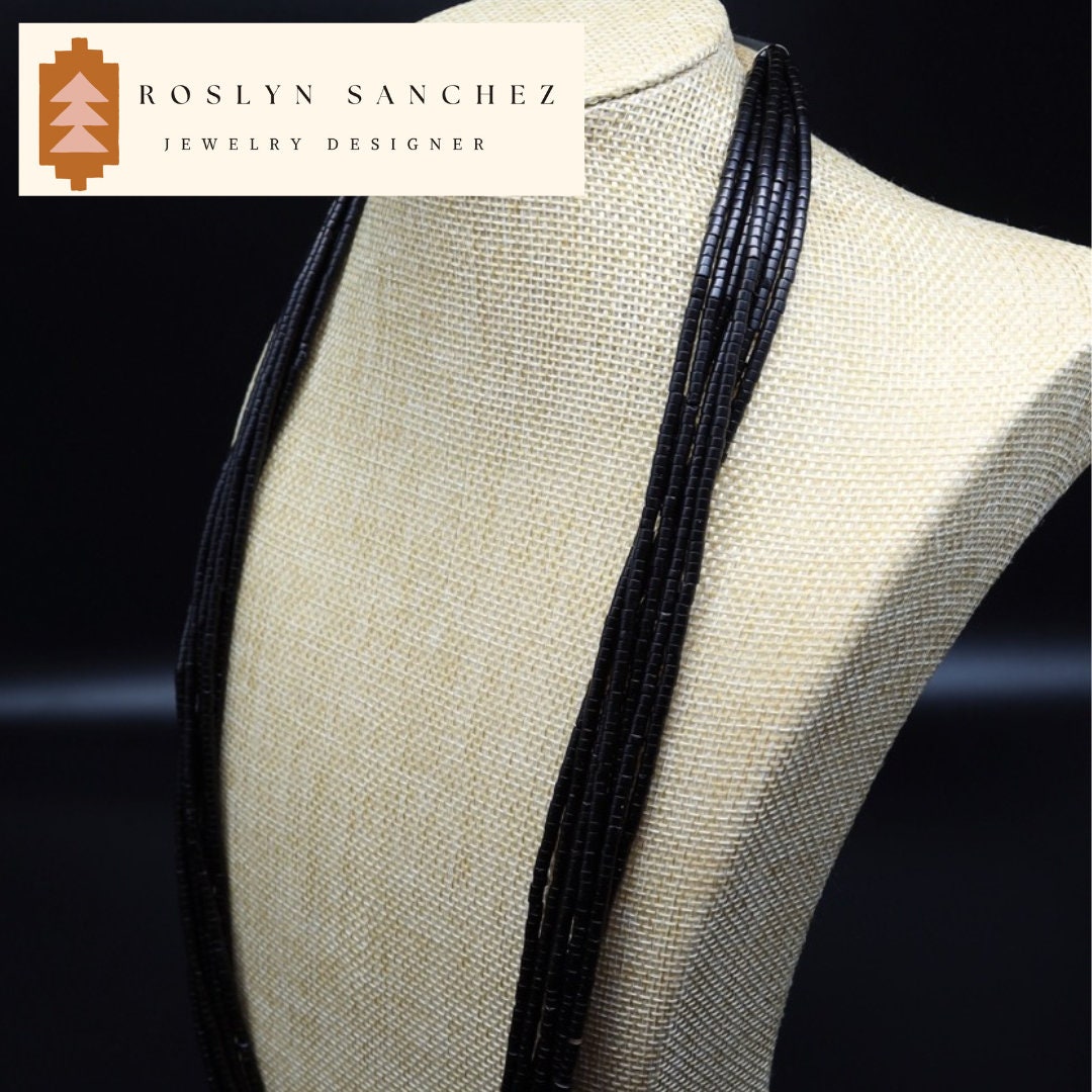 Acoma Jet Heishi Natural Heishi Jet Necklace Multi Strand Necklace Jet ...