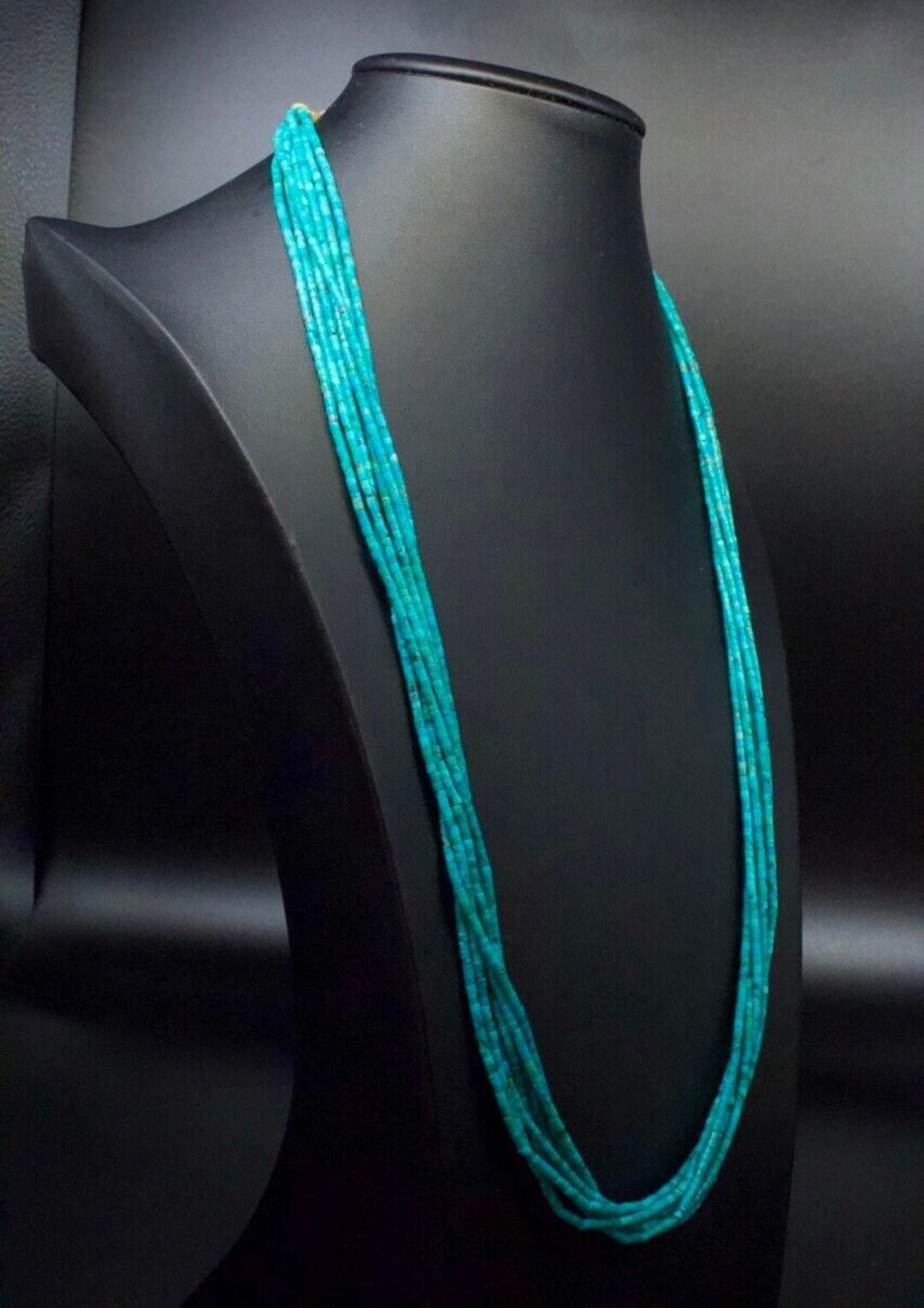 Natural Turquoise Heishi Necklace Sinew Squaw Wrapped Earthy Necklace ...