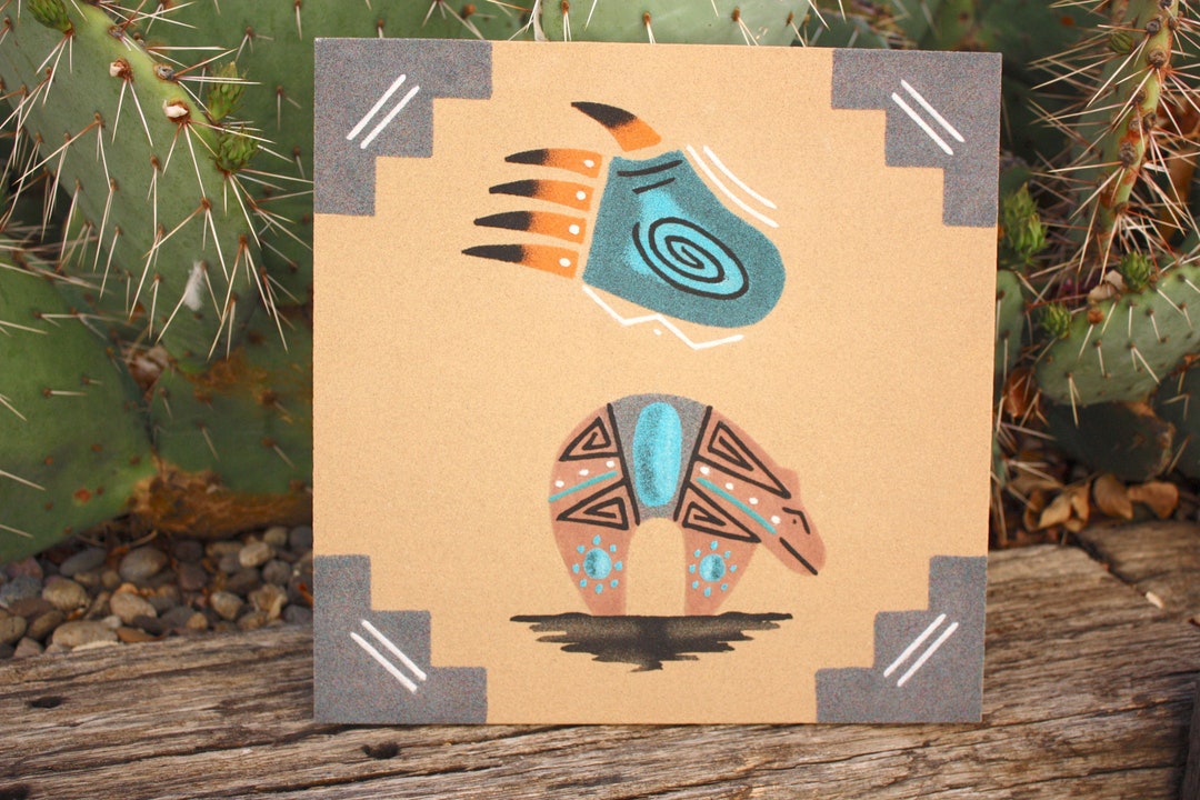 Navajo Sandpainting, Native Bear, Native American Art, Southwestern Art ...