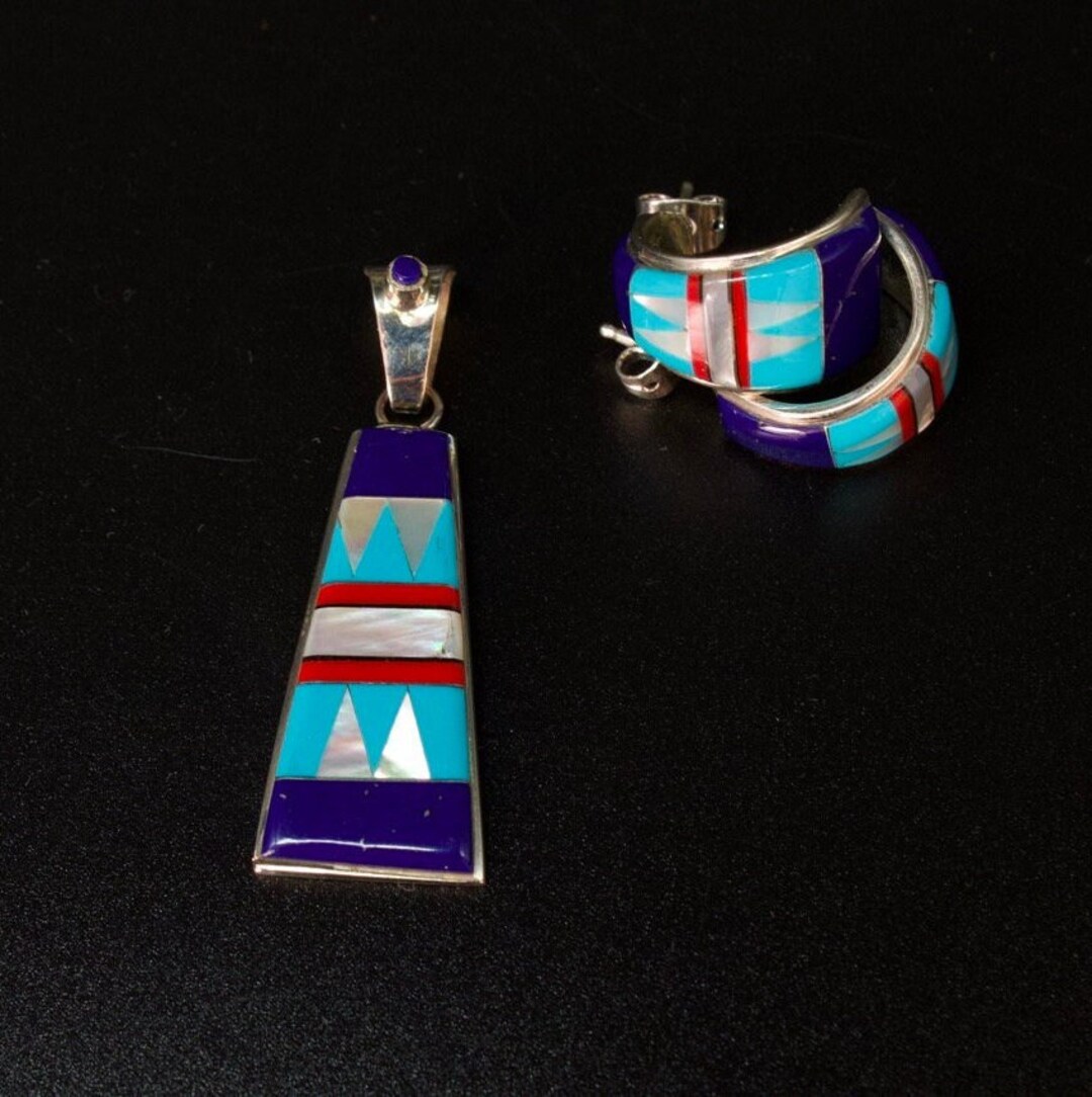 Inlay Set Multi Gem Inlay Native Design Jewelry Southwest Jewelry Santa ...