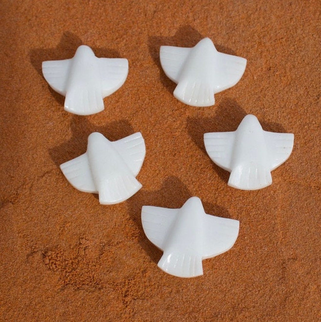 White Alabaster Fetish Birds, Eagle, T-bird, Angel Beads, Jewelry ...