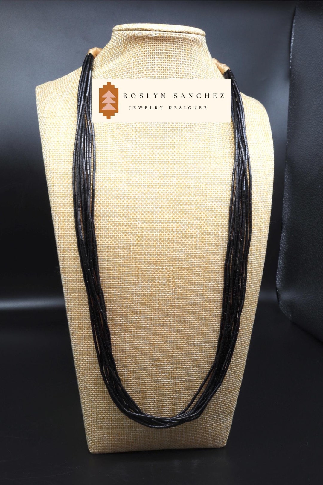 Acoma Jet Heishi Necklace 10 Stands Flow Like A River Southwest Pueblo ...