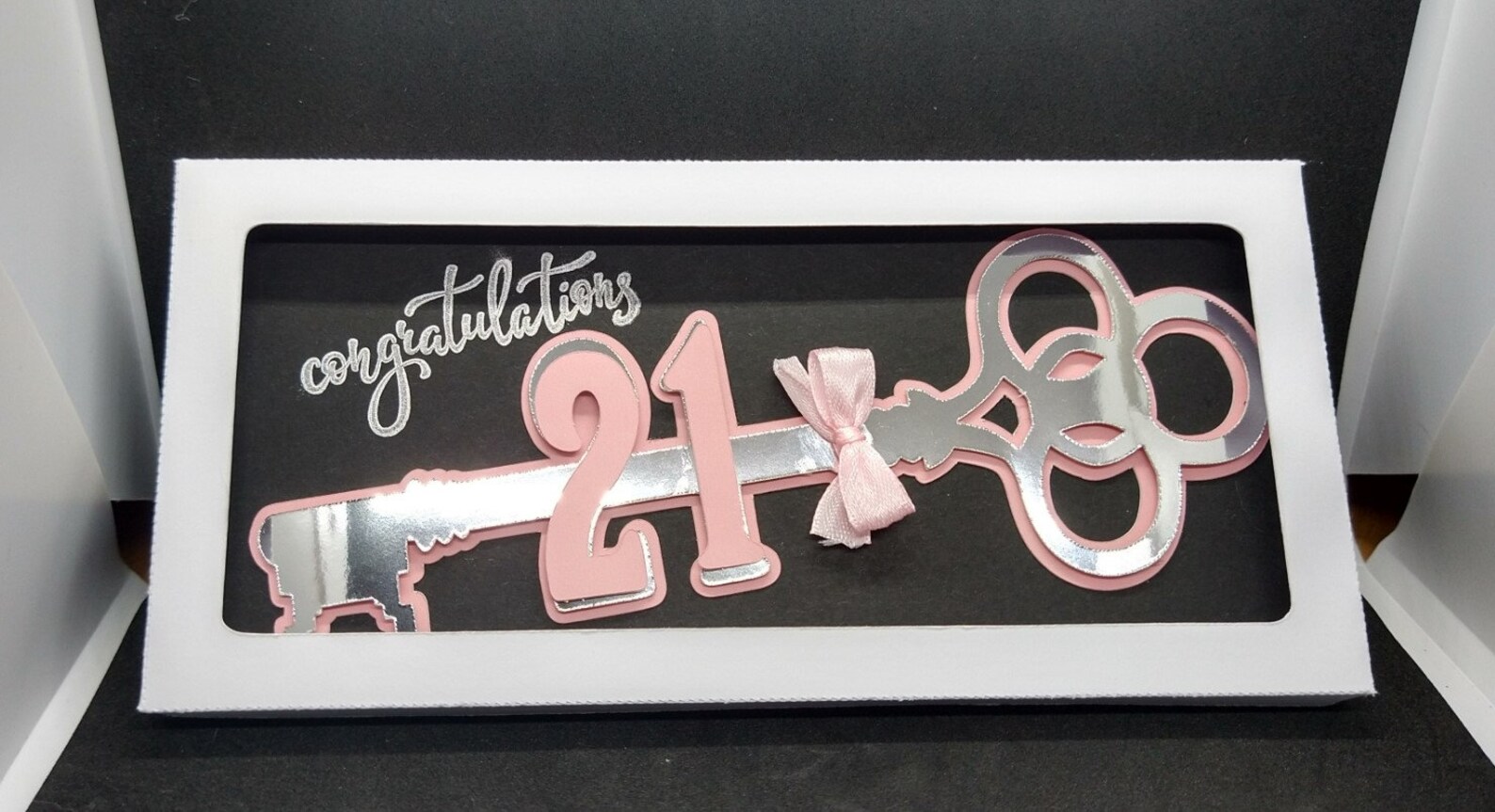 Handmade 21st Key Pink and Silver | Etsy