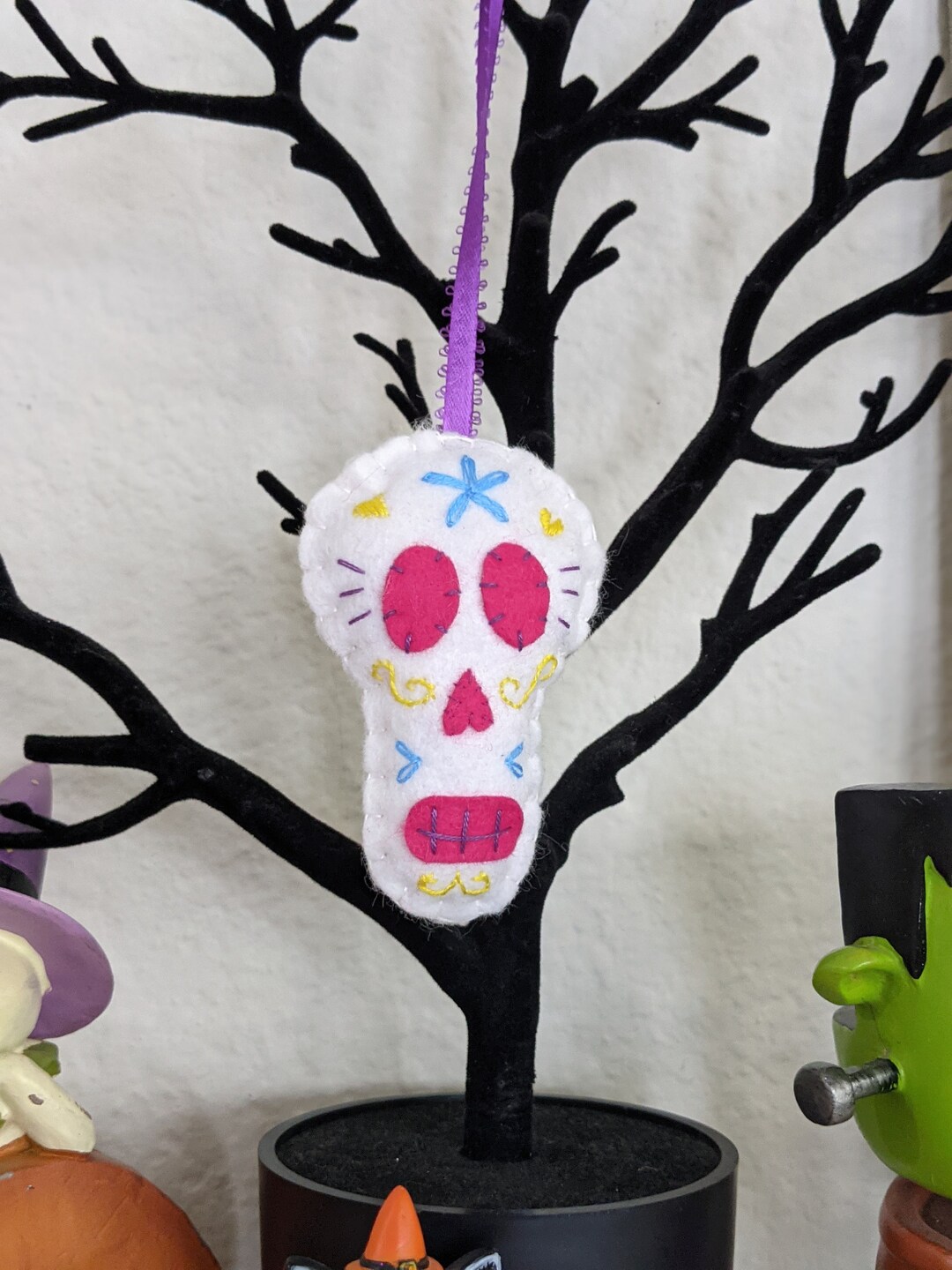 Calavera Ornament Sugar Skull Dia De Los Muertos Hand Stitched Felt ...
