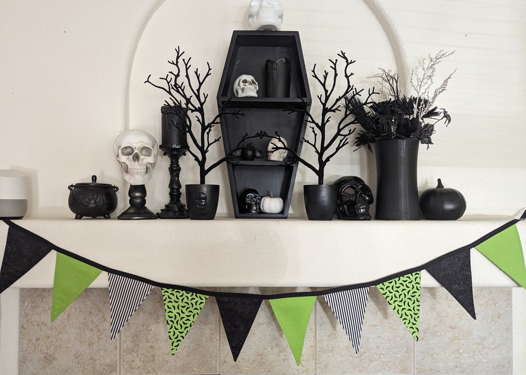 Halloween Banner Bats Stripes beetlejuice Inspired Lime Green Halloween ...