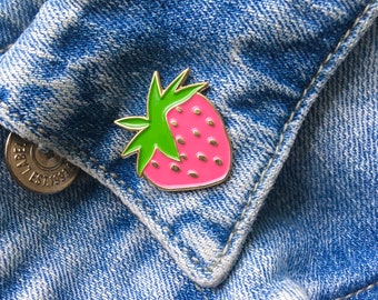 Strawberry Enamel Pin | Etsy
