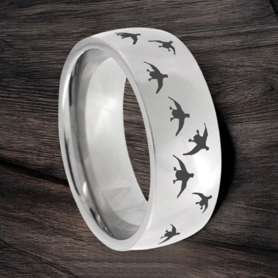 8mm Titanium Duck Hunting Ring, Black Titanium Ring, Mens Titanium Band ...