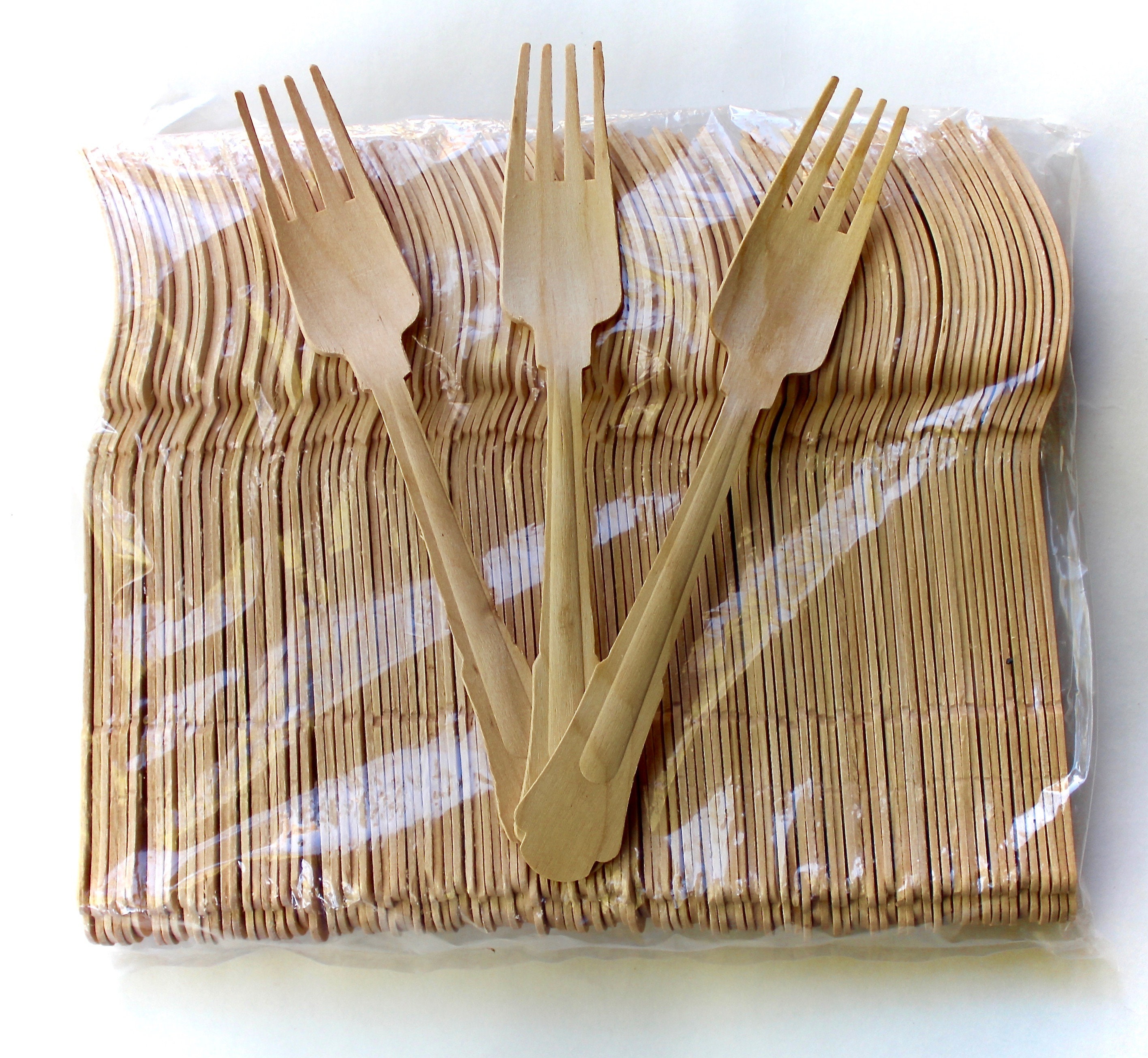 Disposble Wooden Cutlery Set From Birch Wood 100 Fork 100 Spoon 100 ...