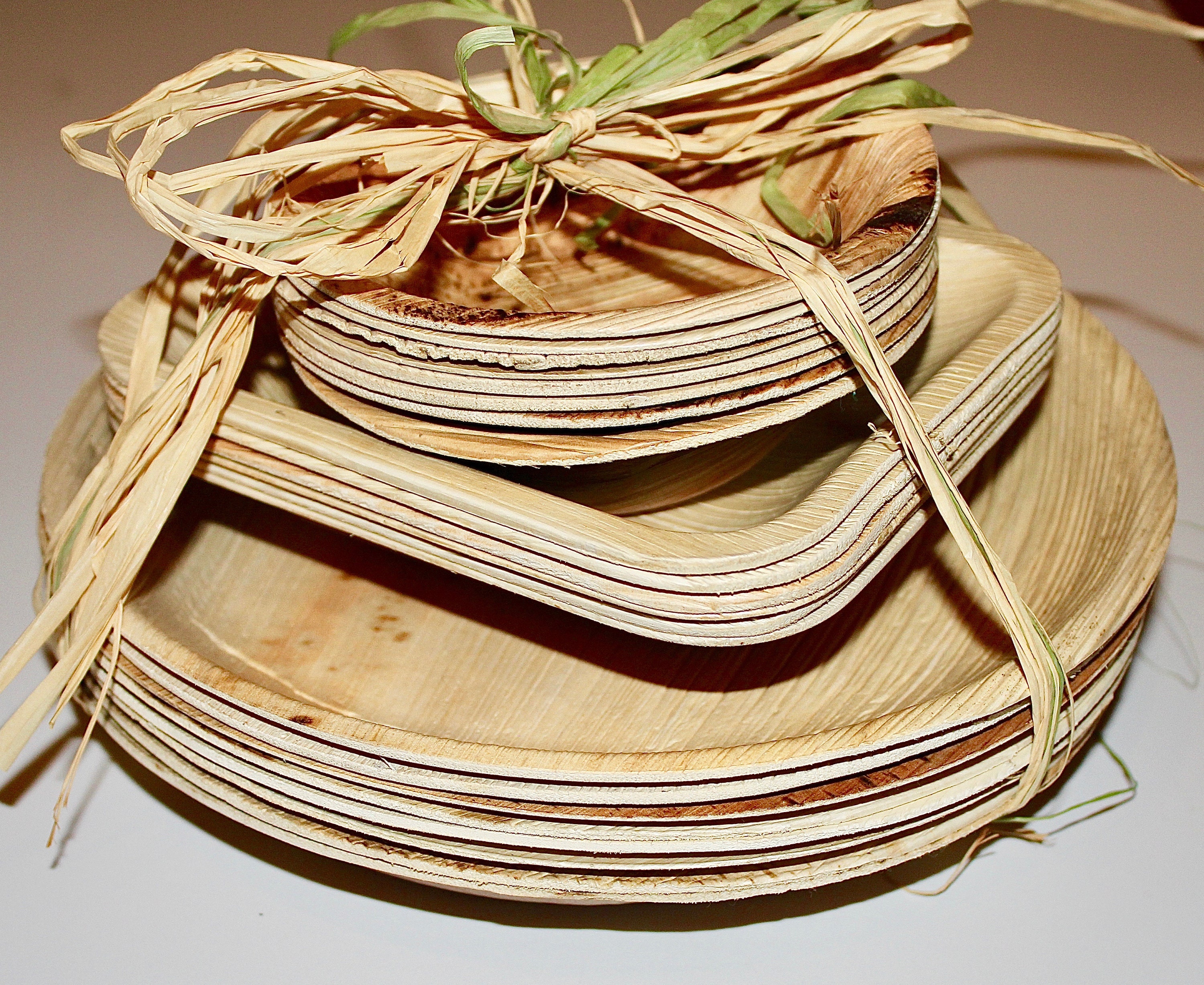 Palm Leaf Plates Set | 10x 10" Round + 10x 6" Square Bowls + 30pc ...