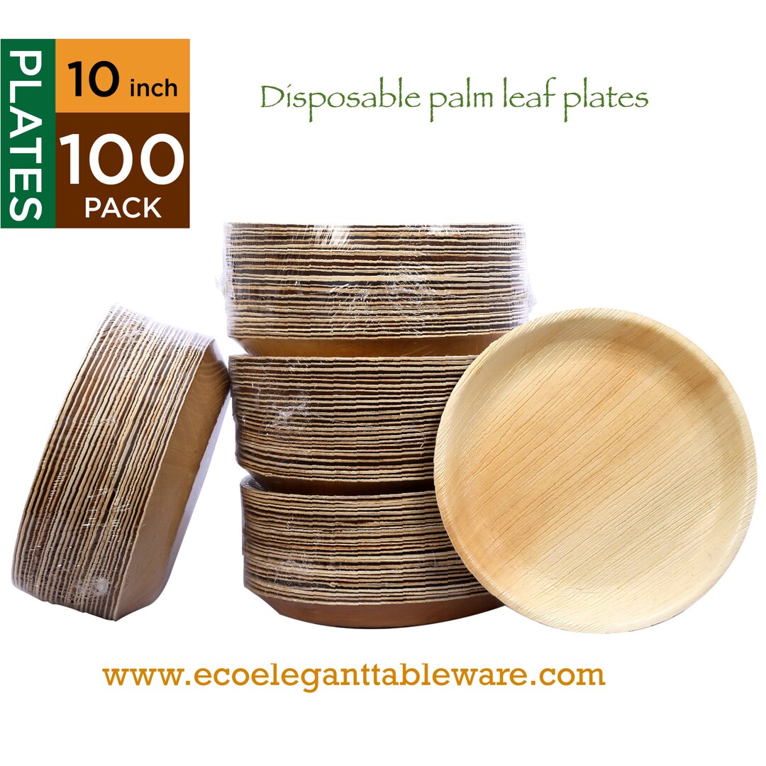 100pc Palm Leaf Plates 10" Round – Compostable, Biodegradable, Eco ...