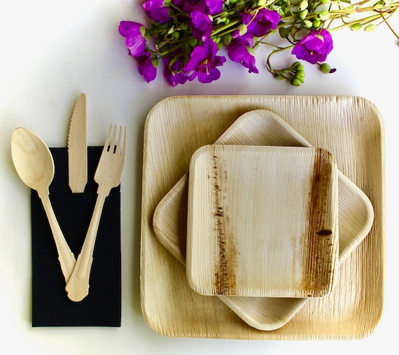 Disposable Palm Leaf Plate Natural Sustainable 100 Pices 7 Square Disposable Biodegradable composable Ecofrindly Etsy