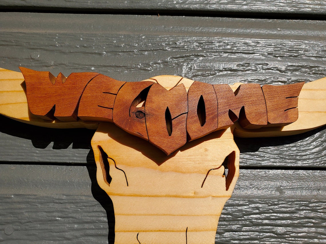 Wooden Longhorn Welcome Sign - Etsy