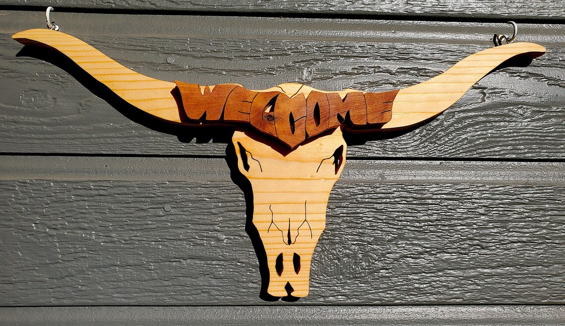 Wooden Longhorn Welcome Sign - Etsy