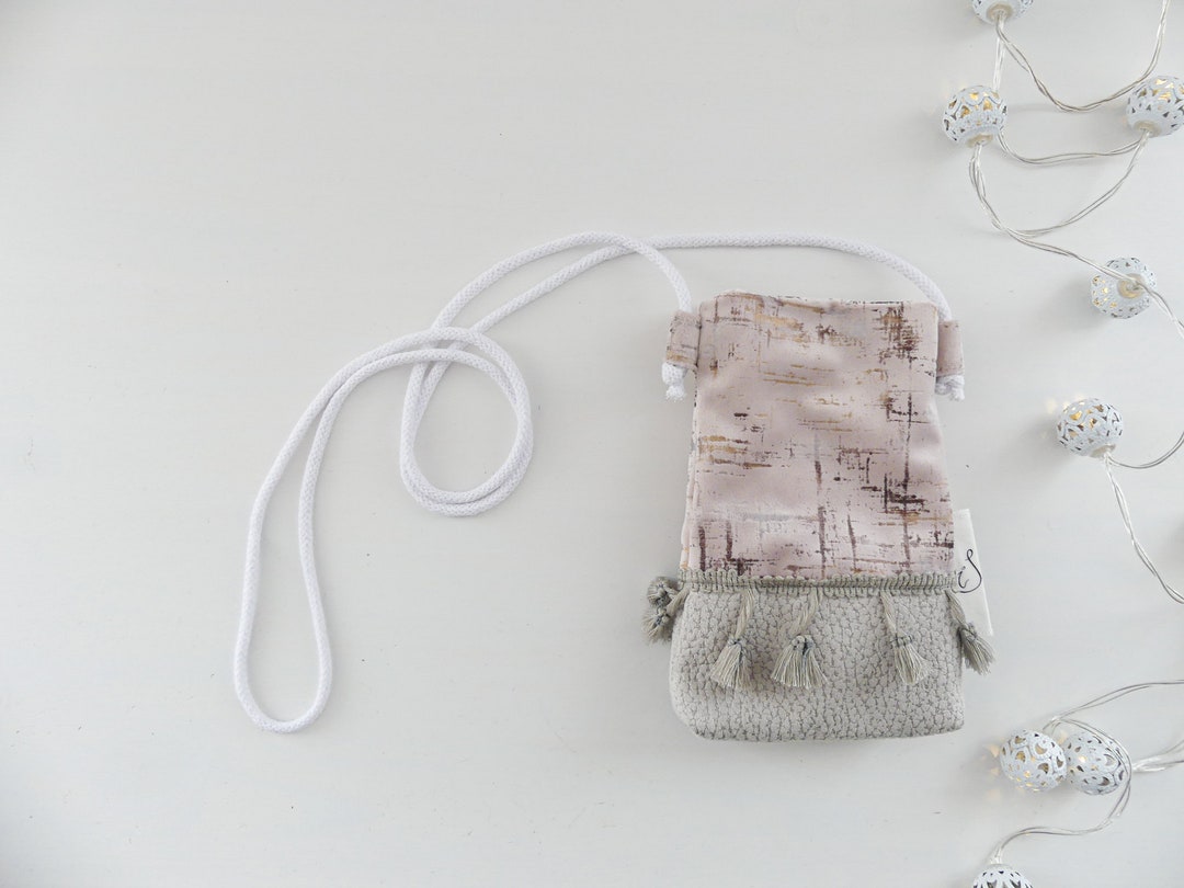 Mini Bag / Mobile Phone Case for Hanging Tassels Pink / Grey - Etsy