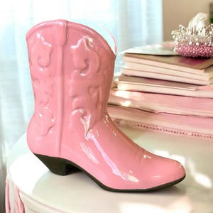 Pink Ceramic Cowboy Boot Vase: Farmhouse Western Decor - Etsy