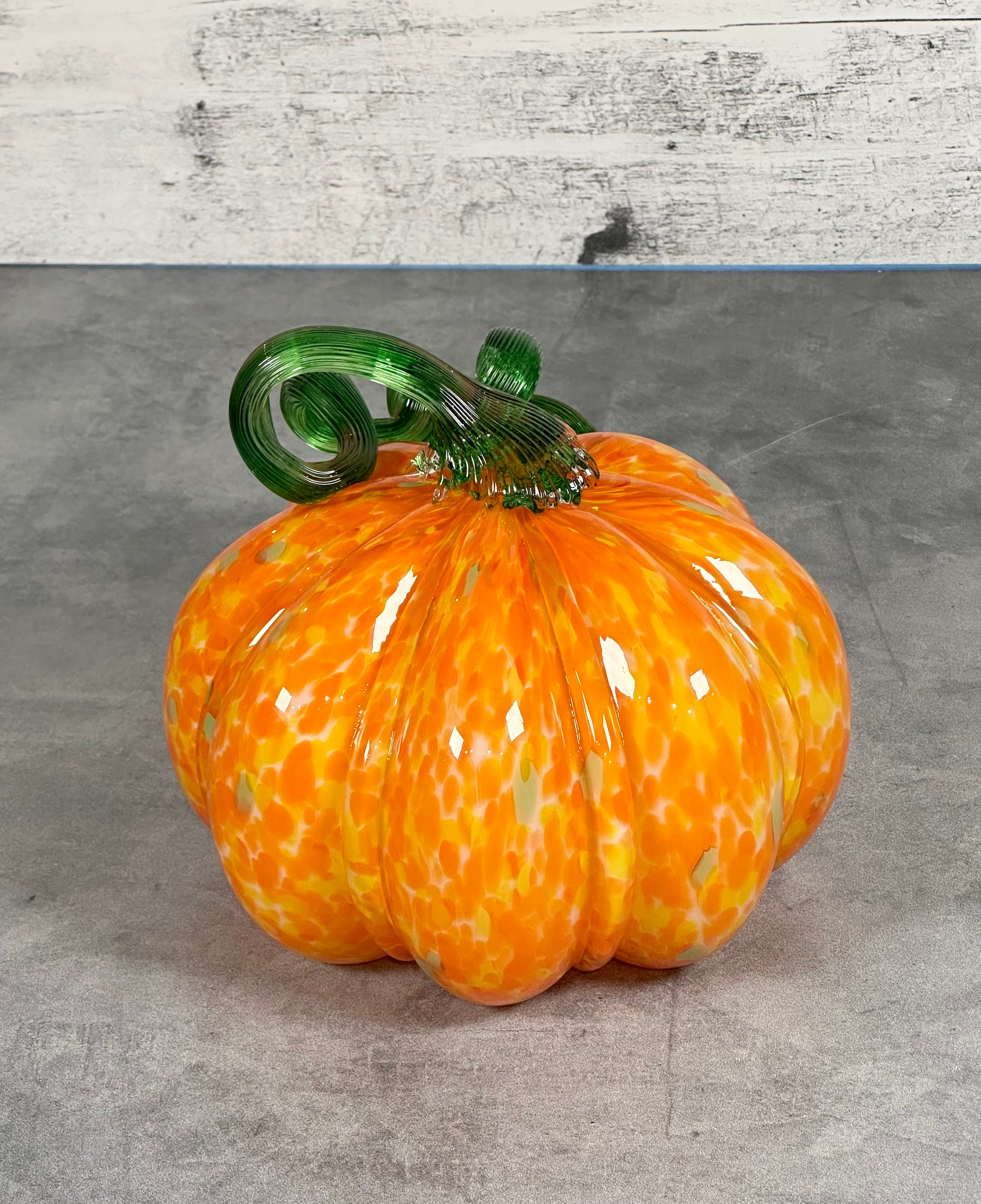 Medium Blown Glass Pumpkin Art Glass Centerpiece Farmhouse Table Fall ...