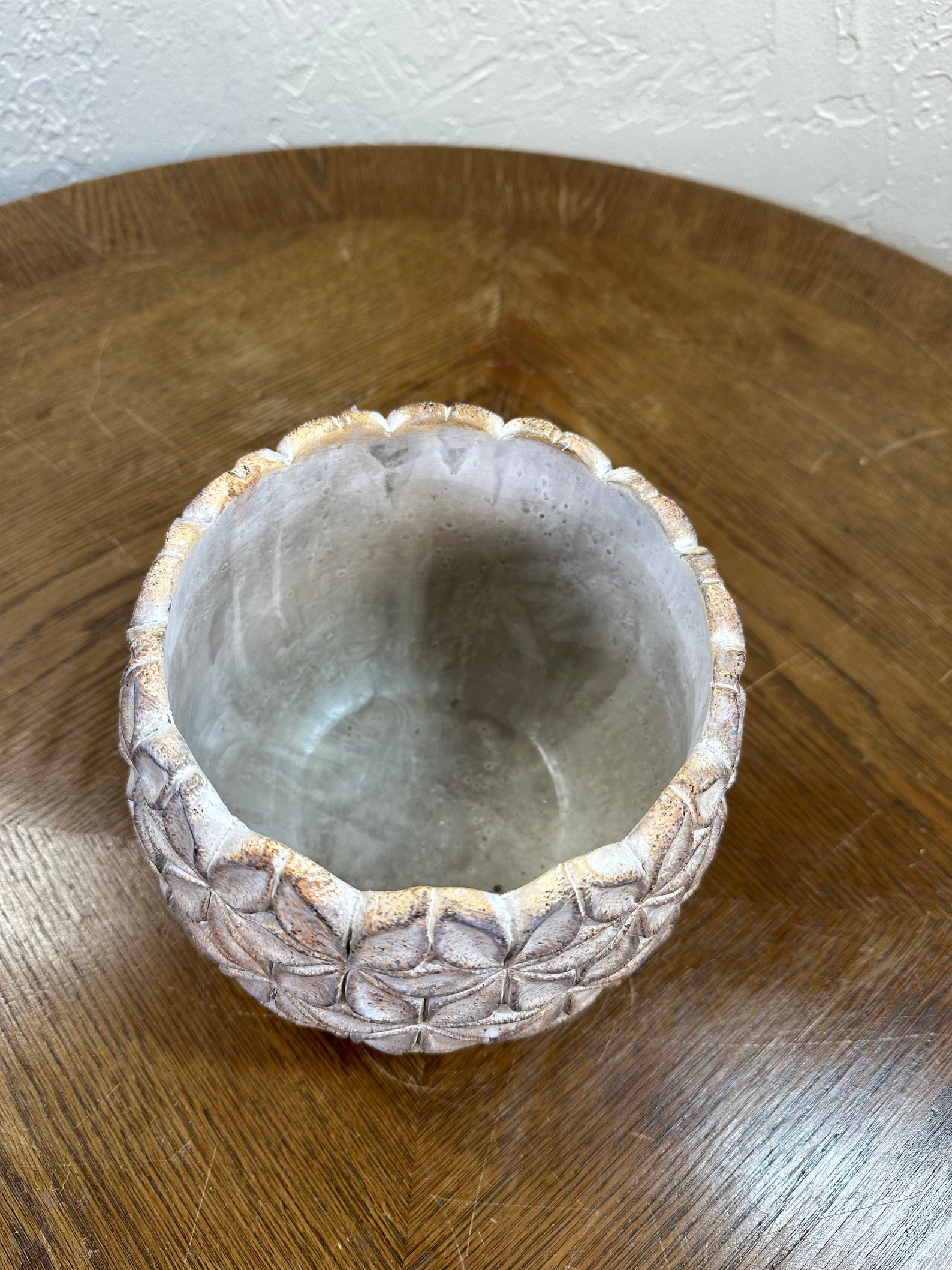 Embossed Flower Pot: Concrete Style Pottery Planter, Modern Decor Mid ...
