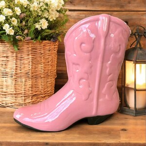 Pink Ceramic Cowboy Boot Vase: Farmhouse Western Decor - Etsy