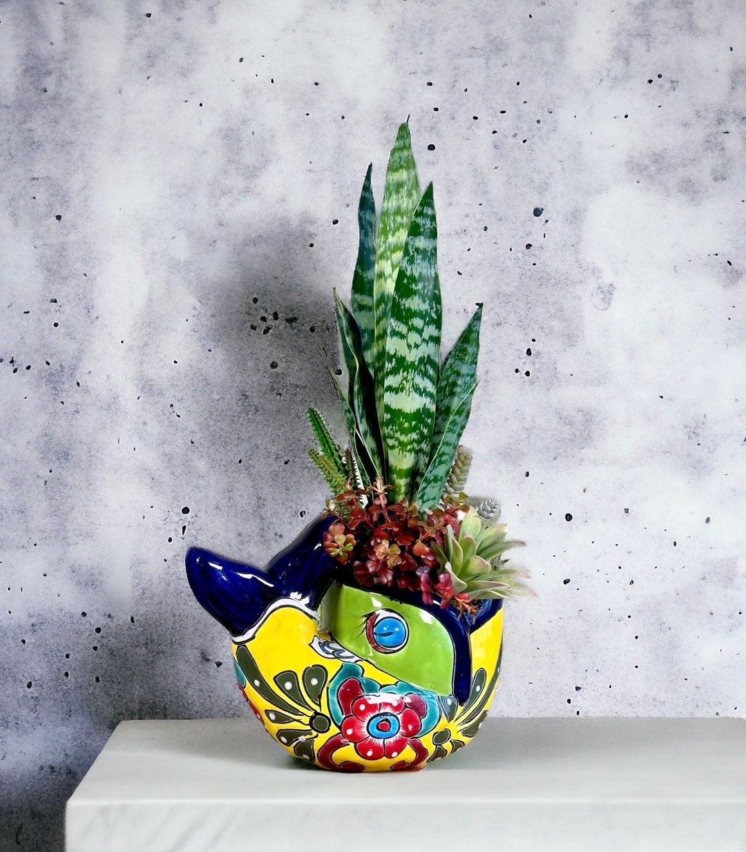 Mexican Pottery Cactus Arrangement Mediterranian Decor Faux Succulent ...