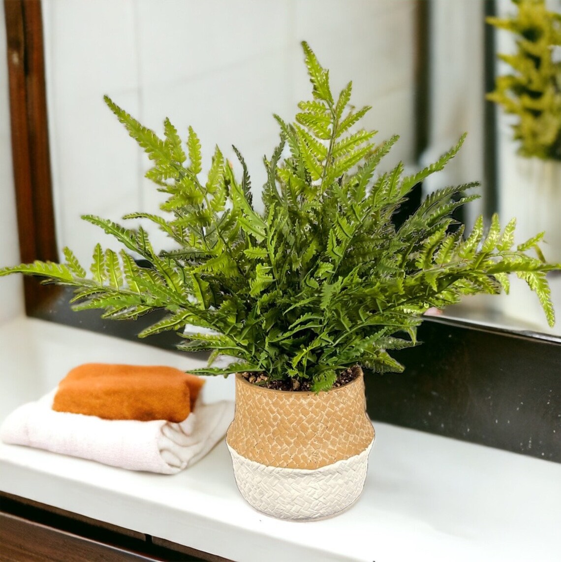 Real Touch Faux Fern Houseplant Boho Plant Decor Faux Greenery Spa Bath ...