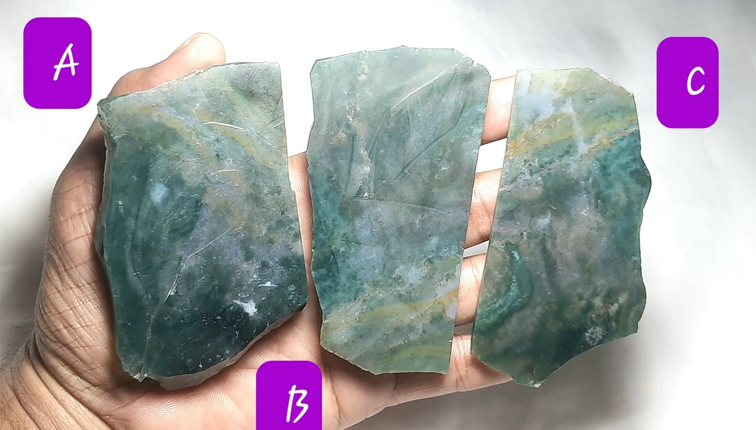 Raw Moss Agate Slab: Green Jasper Crystal Specimens - Etsy