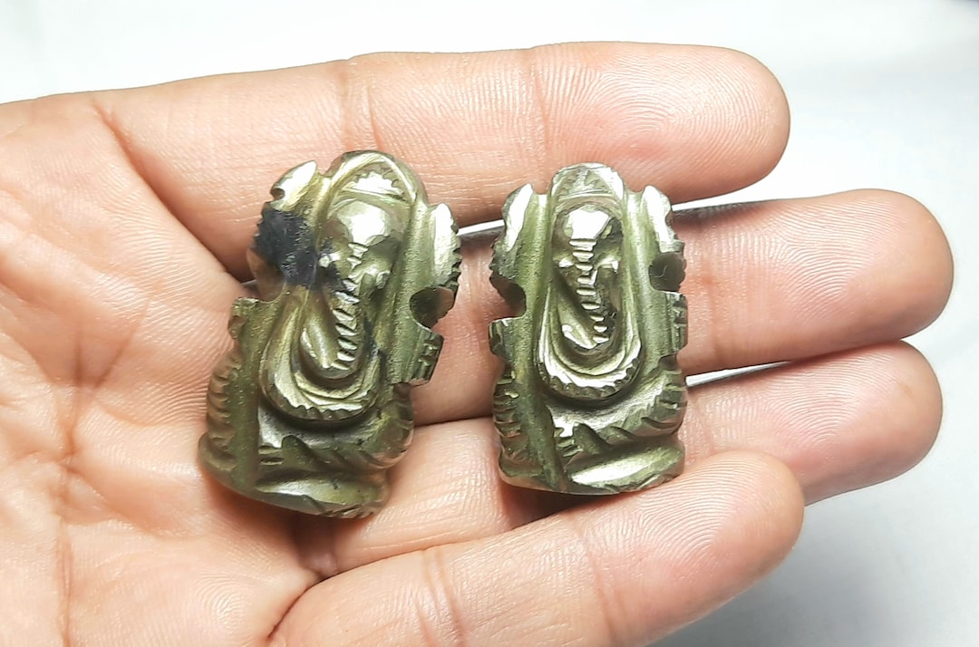 Natural Pyrite Ganesha Statue: Hand Carved Lord Ganesh, Healing ...