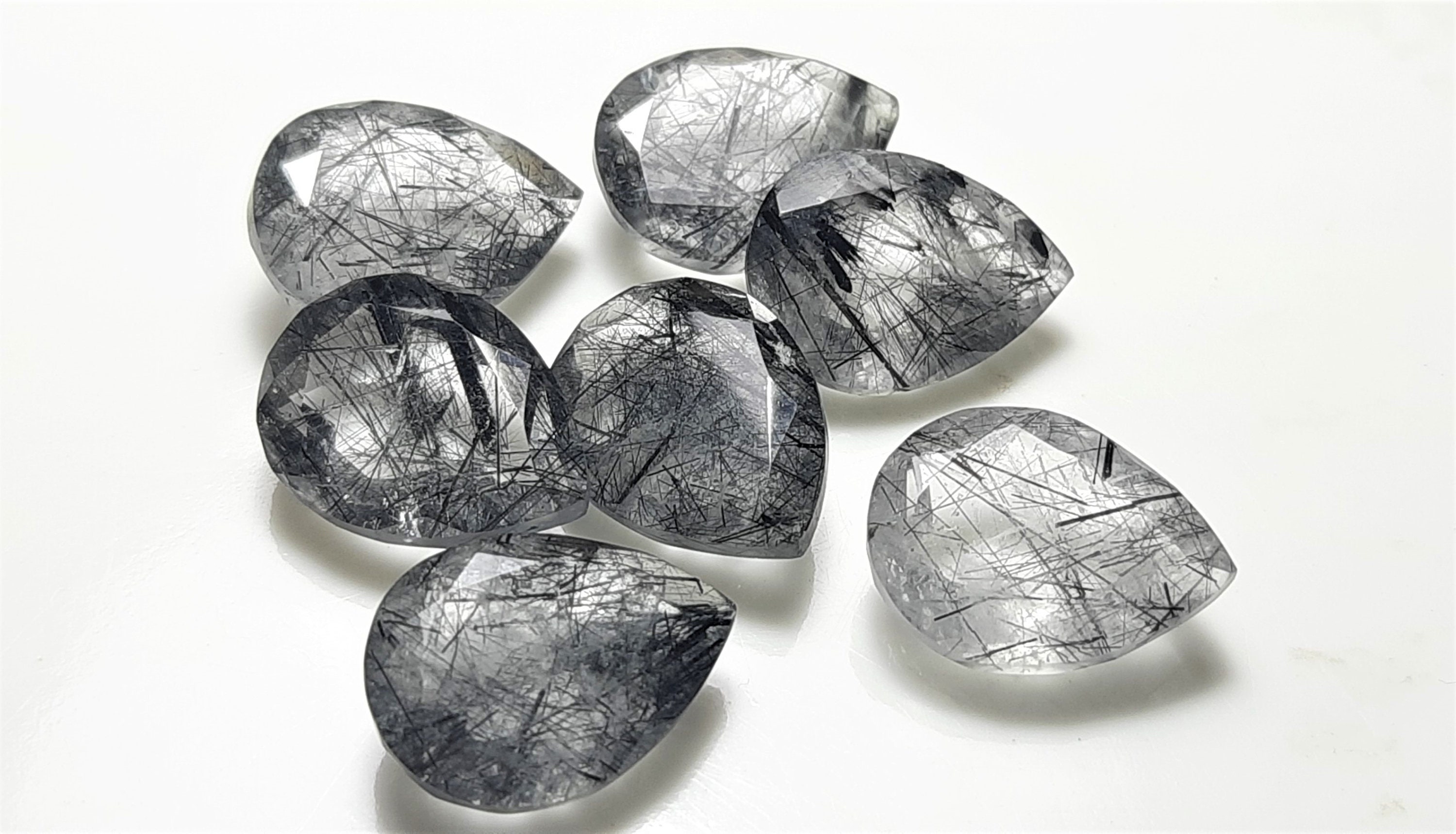 Natural Black Rutile Quartz Pear Faceted Gemstone.rutile - Etsy