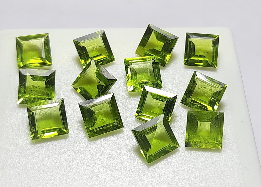 Natural Peridot Faceted Square Gemstone:peridot Ring,earing,pendent ...