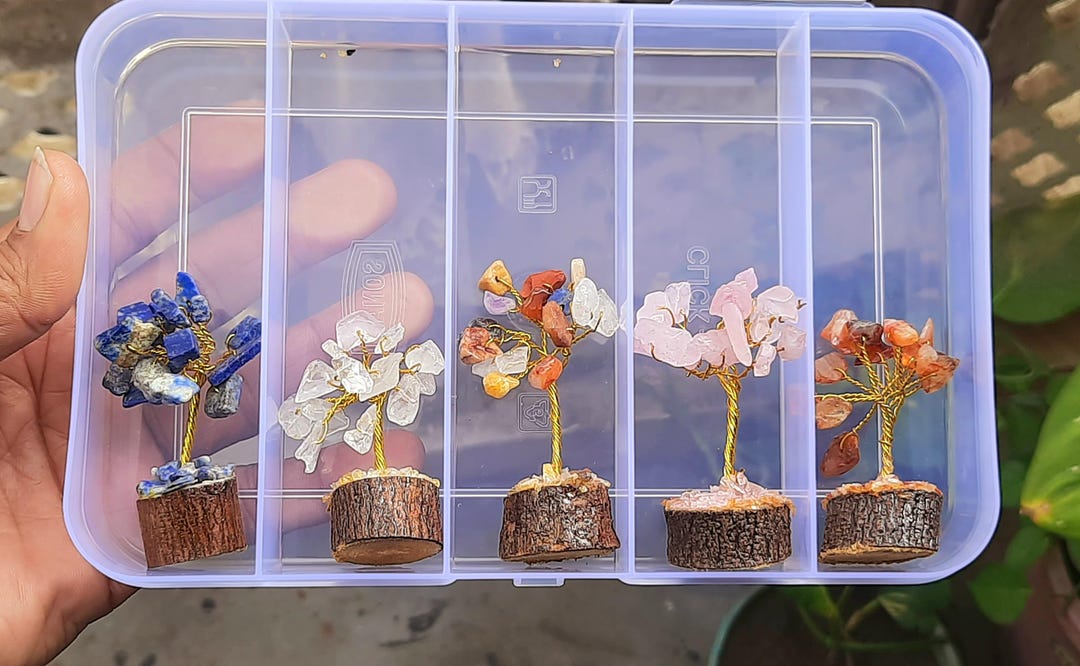 Mini Multi Color Stone 5 Pieces Combo Tree for Goodluck,show Piece,home ...