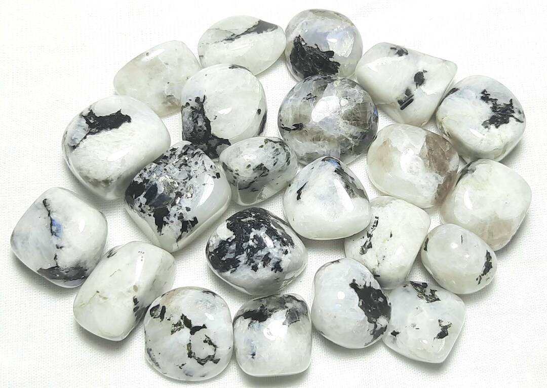 White Rainbow Moonstone Tumbled Stones: Polished Cabochon Crystals - Etsy