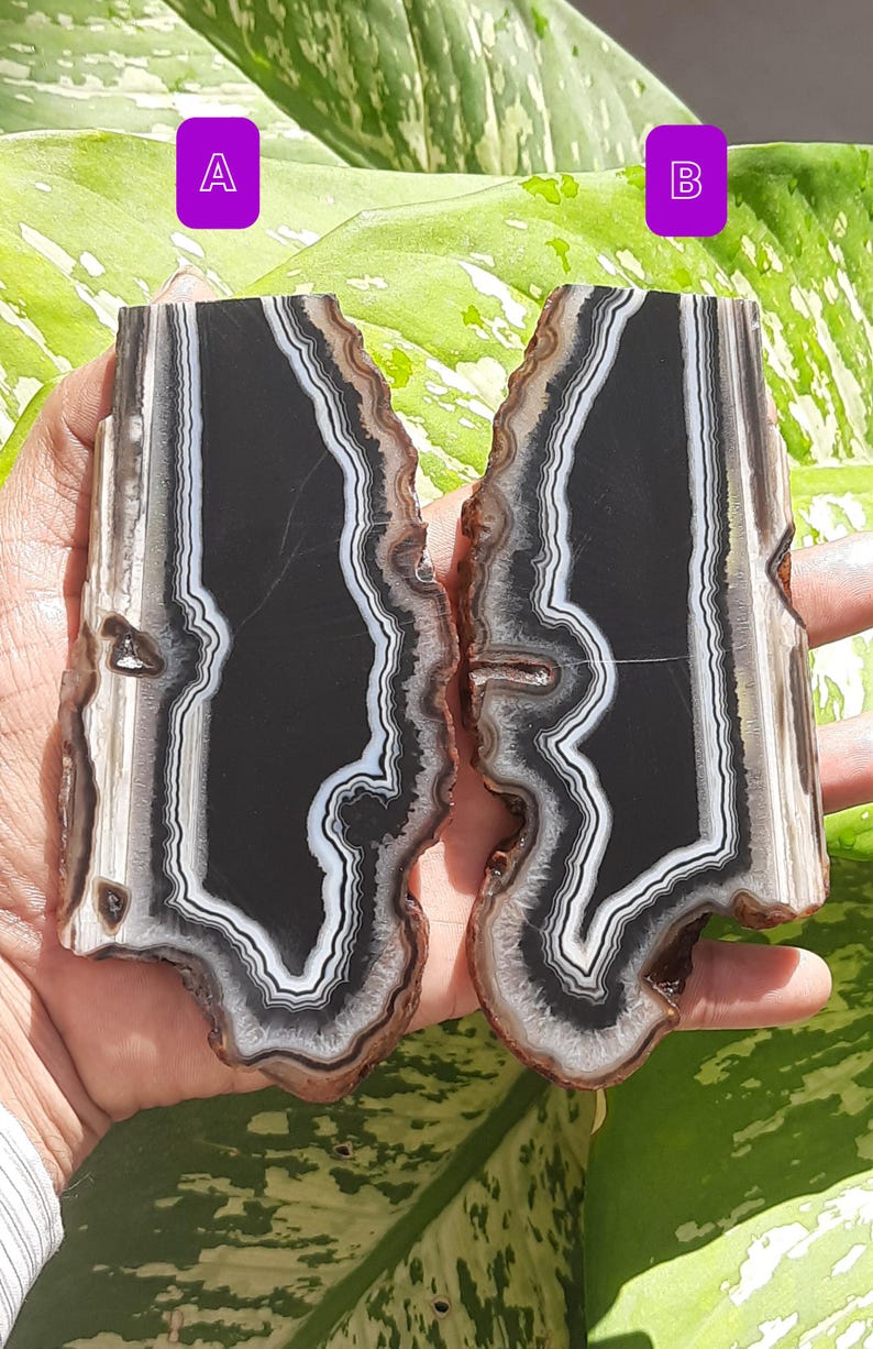 Black Banded Onyx Rough Gemstone:dyed Onyx Slice,unpolished Onyx,rock ...