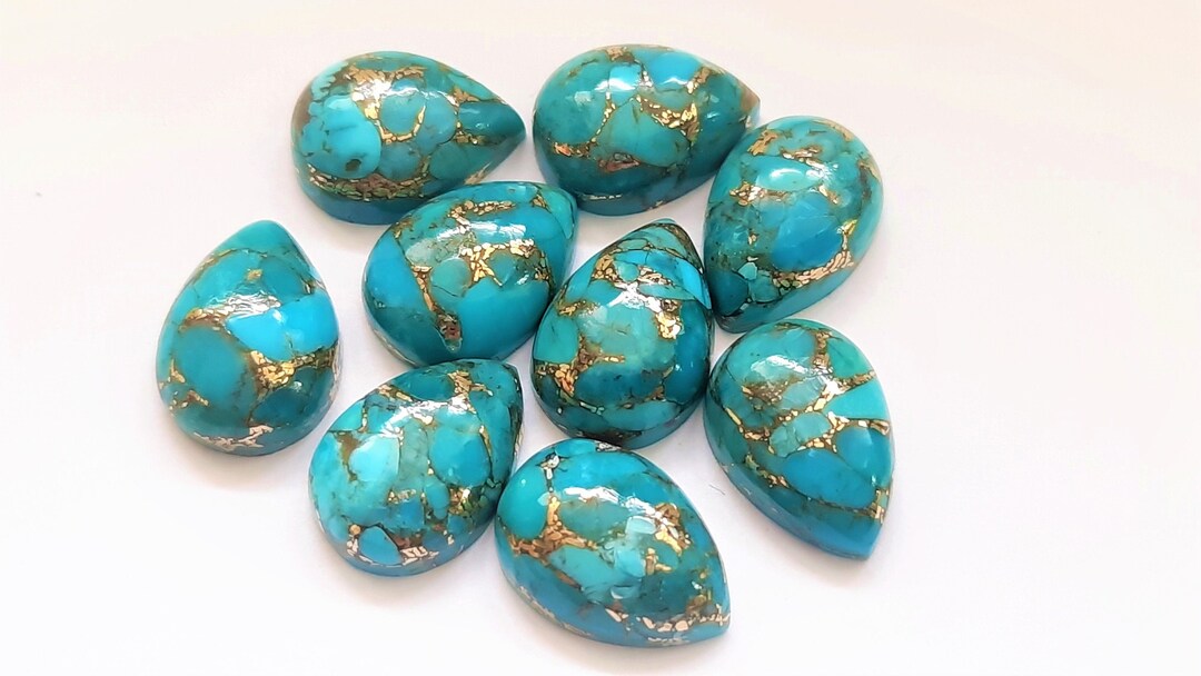 Blue Copper Mohave Turquoise Pear Cabochon Gemstone,blue Cooper Mohave ...
