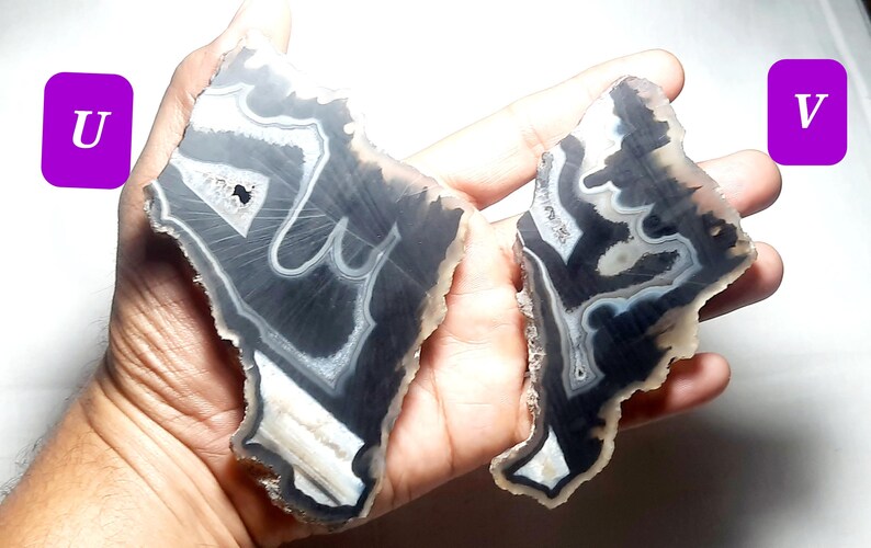 Black Banded Onyx Rough Gemstone:dyed Onyx Slice,unpolished Onyx,rock ...