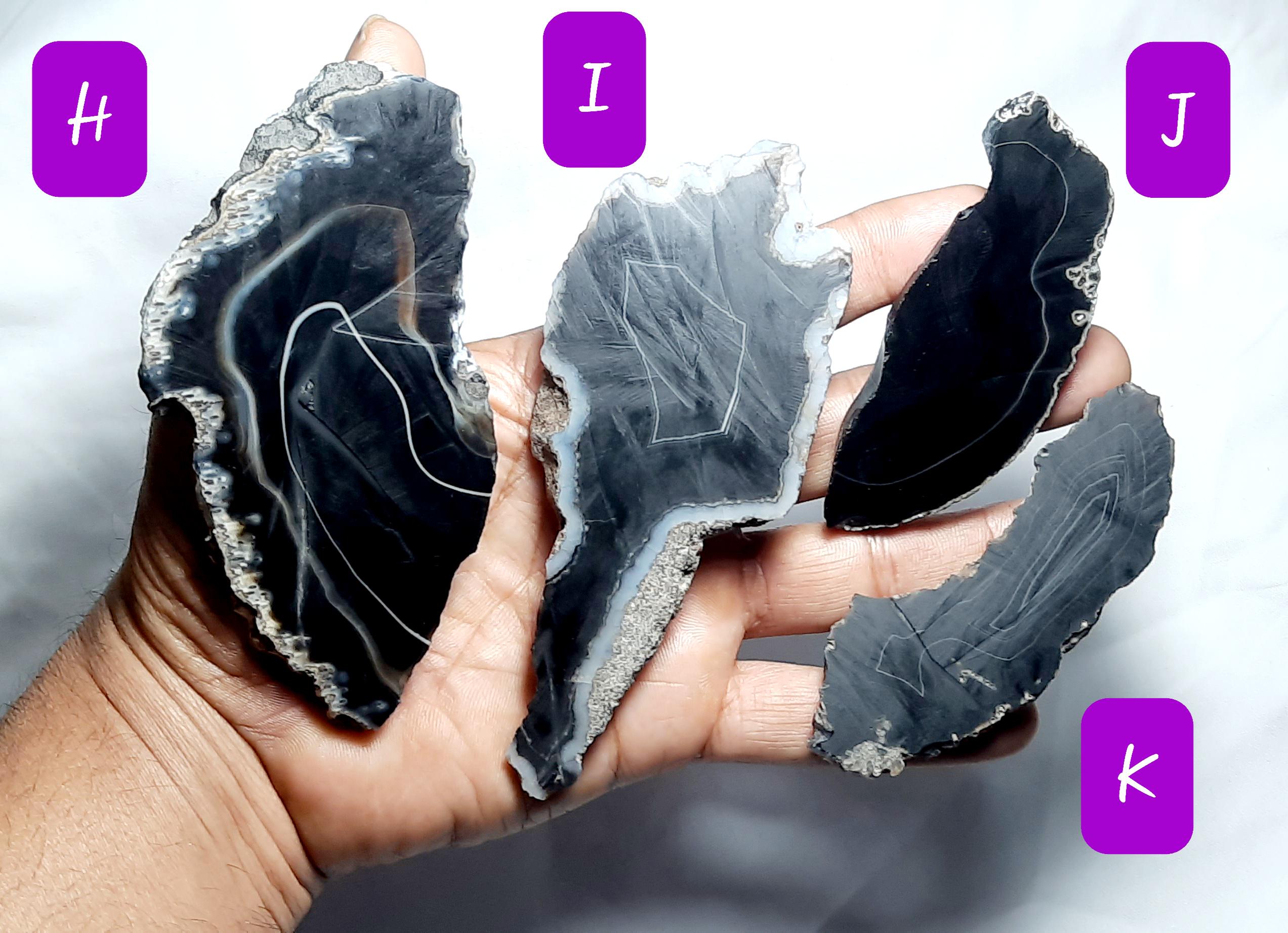 Black Banded Onyx Rough Gemstone:dyed Onyx Slice,unpolished Onyx,rock ...