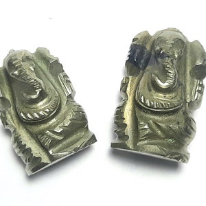 Natural Pyrite Ganesha Statue: Hand Carved Lord Ganesh, Healing ...
